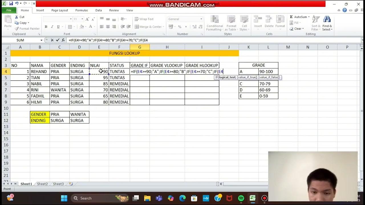 CARA MENGGUNAKAN FUNGSI LOOKUP PADA EXCEL (INFORMATIKA) - YouTube