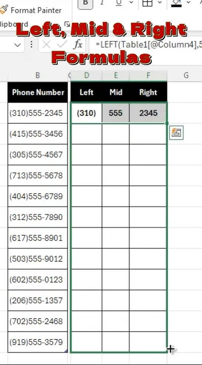 Left, Mid & Right Formulas-Excel Tips and Tricks - YouTube