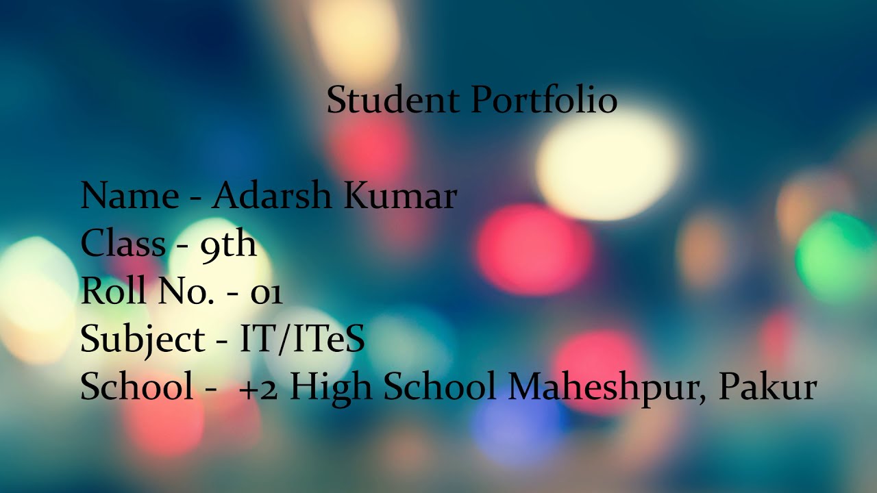 Student Portfolio - IT/ITeS (Class - 9th) || Vocational Trade ...
