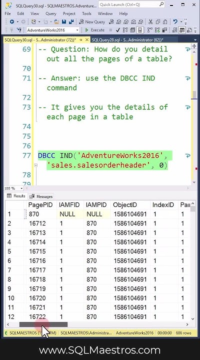 Sql Server Dbcc Ind Command Youtube