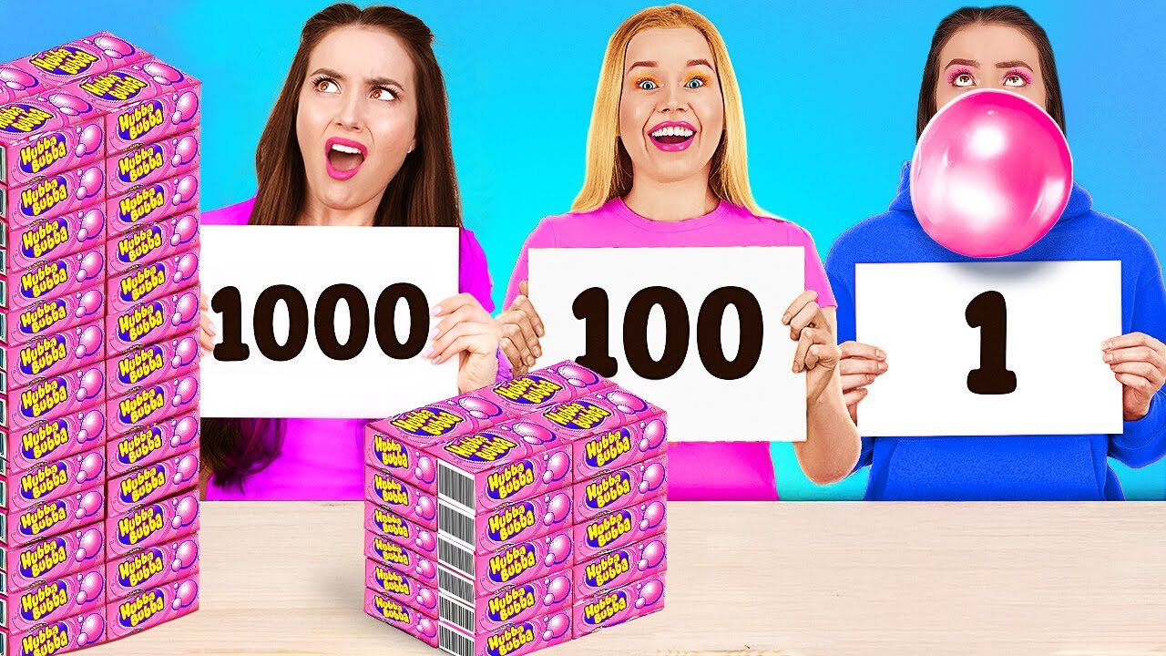 100 Layers of Food Challenge! Giant vs Tiny Food for 24 Hours by 123 GO ...