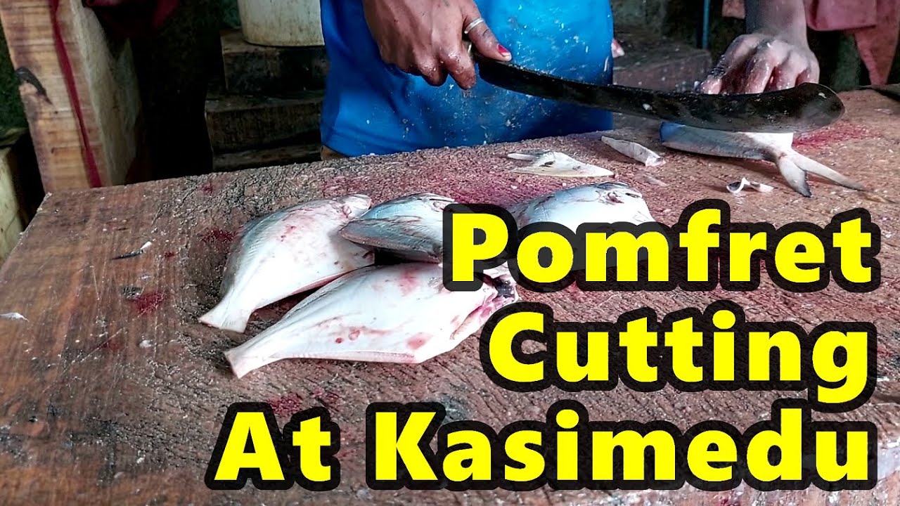 White Pomfret cutting at Kasimedu - YouTube