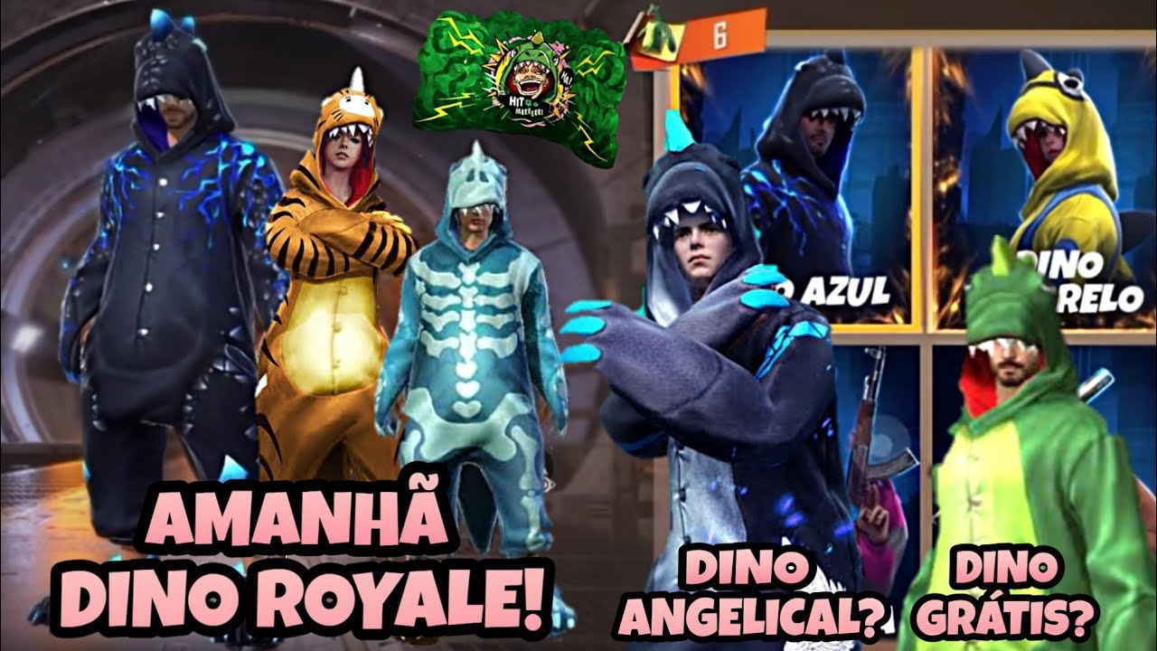AMANHÃ! DINO ROYALE FREE FIRE, DINO VERDE GRÁTIS? DINO ANGELICAL? A ...