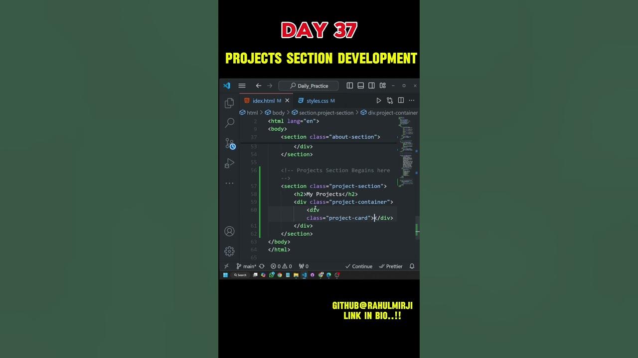 Day 37 🧑💻 Coding Webdevproject Webdevelopment Codeprojects Webdesign Python Youtube