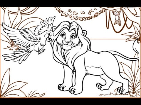 How to Color a Lion | Jungle Art | Coloring for Kids - YouTube
