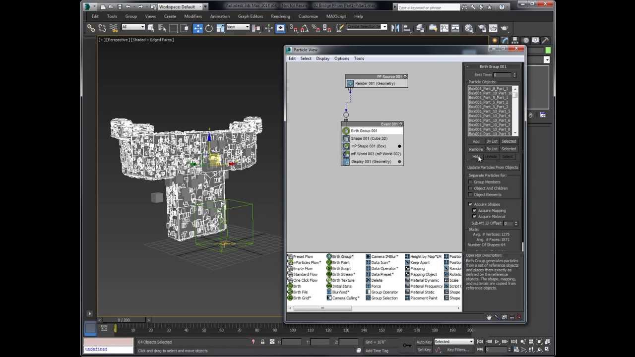 PFlow 3ds Max 2014 - Collapsing of the First Pillar - YouTube