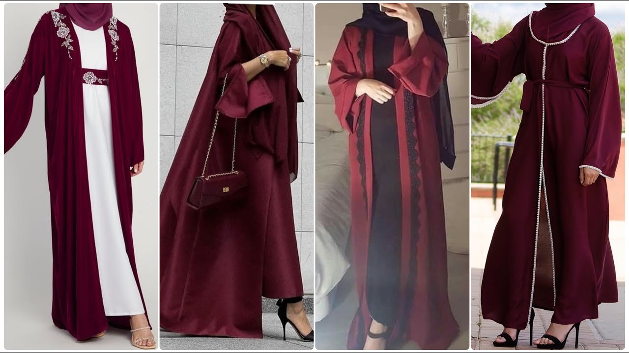 Gorgeous Abaya Designs in Maroon Color| Simple Abaya Designs| New Burqa ...