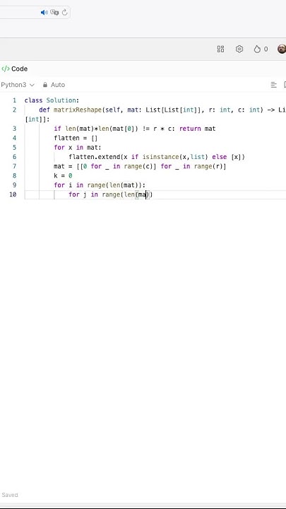 Leetcode 566: Reshape the Matrix - YouTube