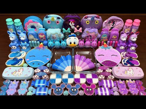 PURPLE AND BLUE PIPING BAG - Mixing Random Things Into Glossy Slime  ! Satisfying Slime Videos #1320