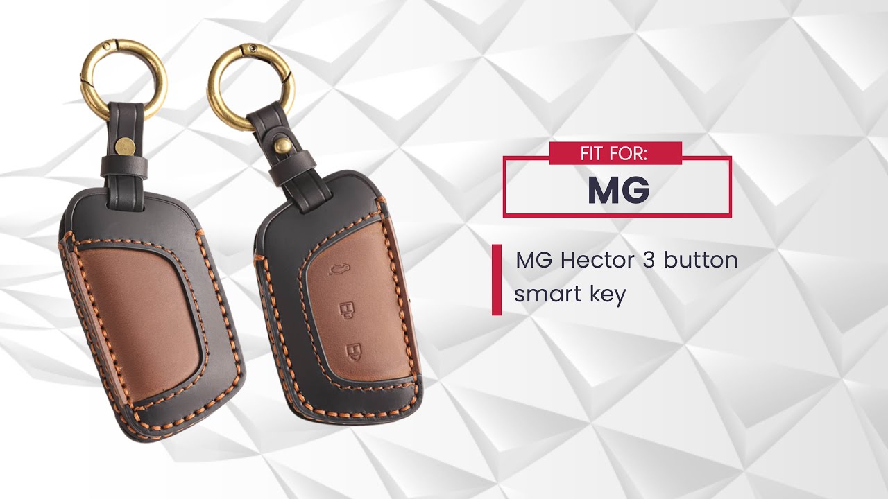 Keyzone dual leather key cover for MG Hector 3 button smart key (KDL64 ...