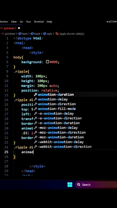 Css Ripple Html Css Shortvideo Html5 Css3 Programming Shorts Vscode Youtube 