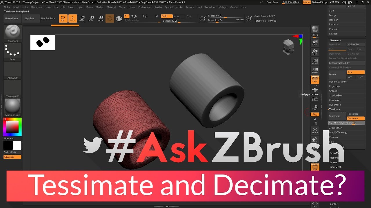 #AskZBrush - "What does Tessimate and Decimate mean?" - YouTube