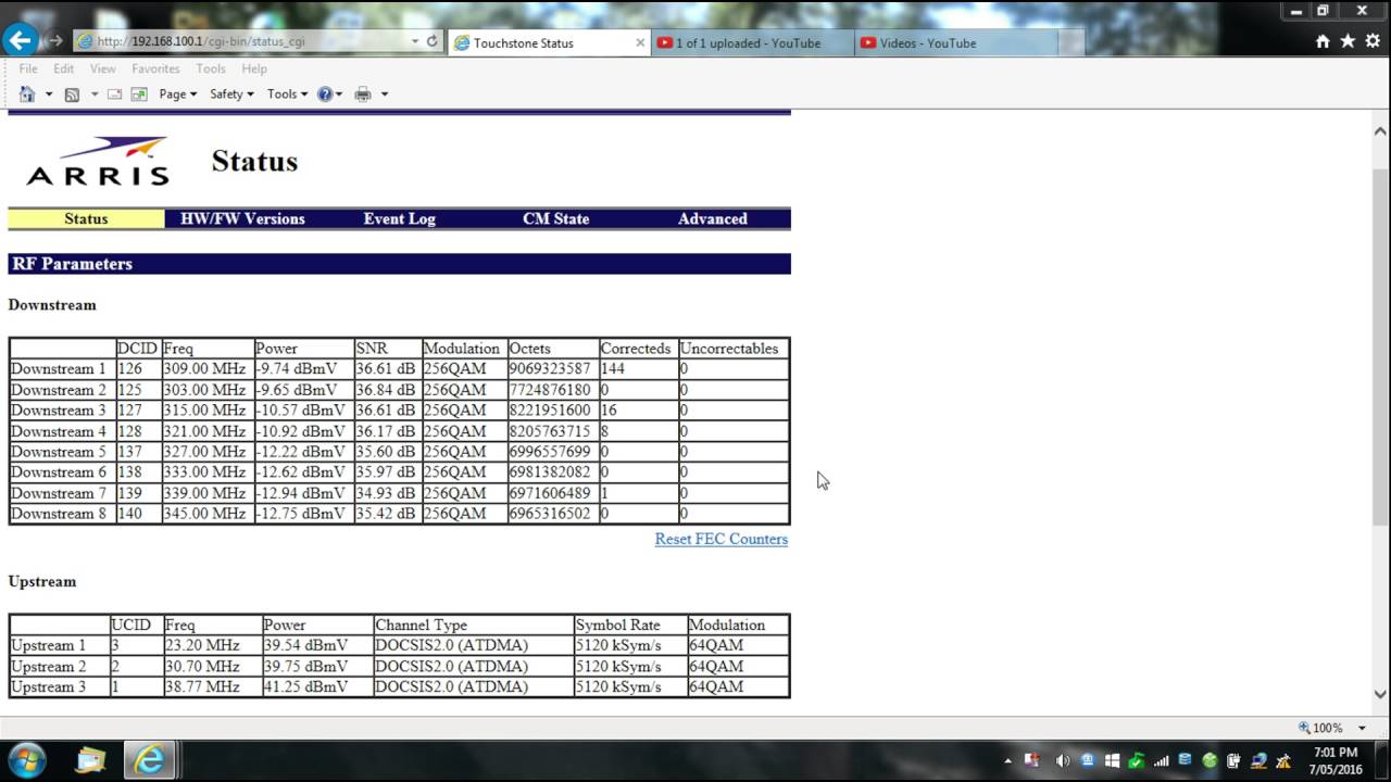 ARRIS MODEM FULL STRENGTH - YouTube