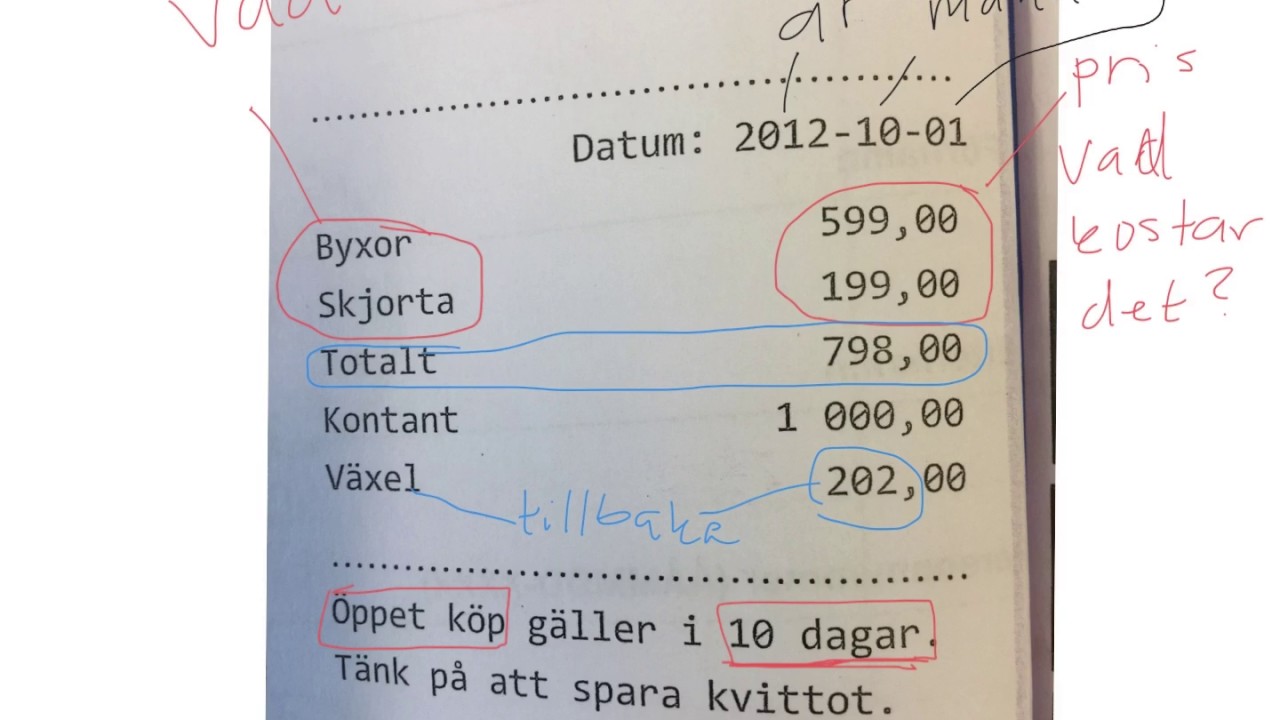 kvitto och öppettider - YouTube