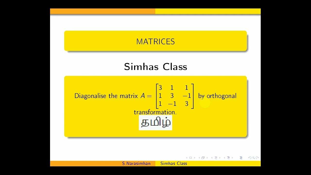 #MA3151 - diagonalization of a 3x3 matrix through orthogonal ...