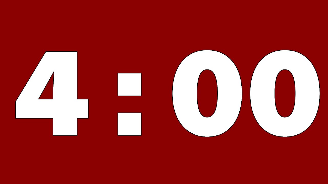 4:00 Basic Countdown Timer - Dark Red Background - YouTube