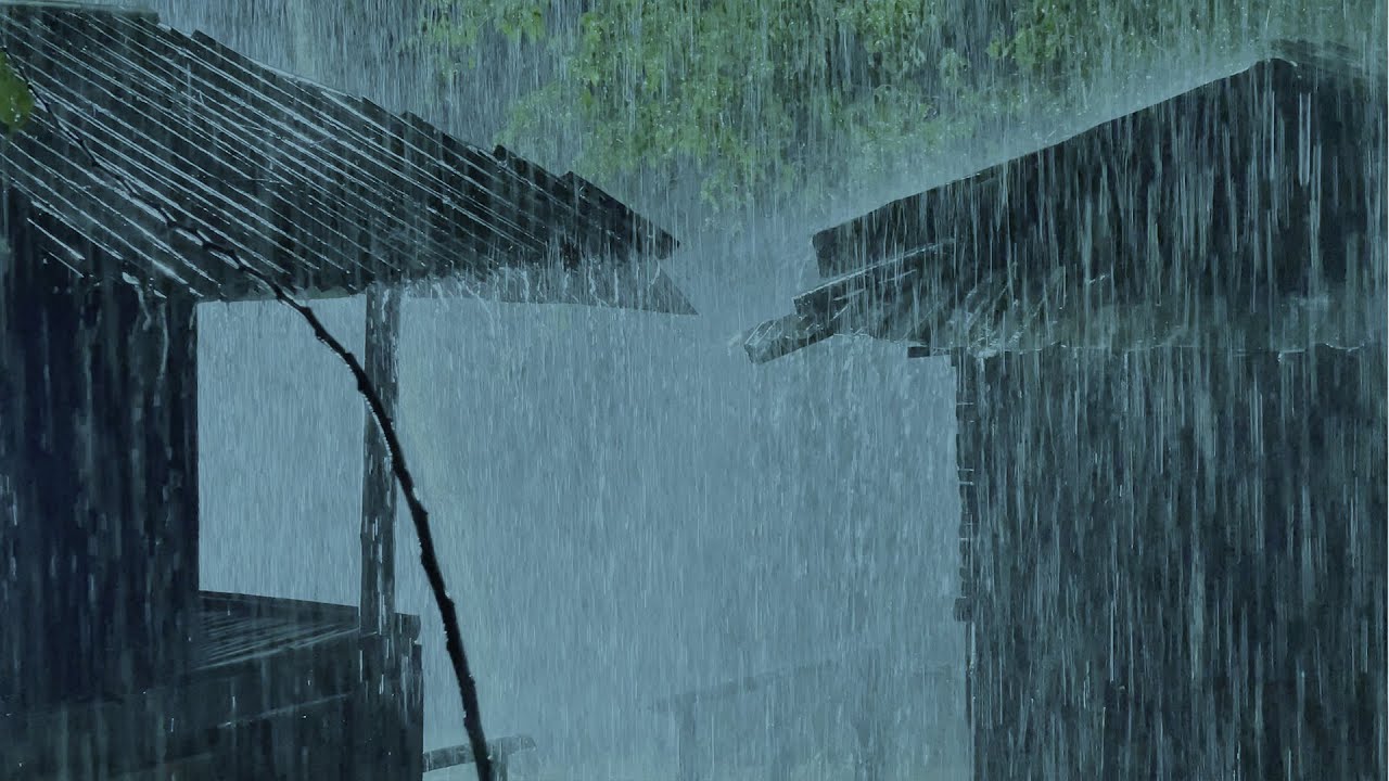 Night Thunderstorm Sounds ⚡| Heavy Rainstorm on Metal Roof & Intense ...