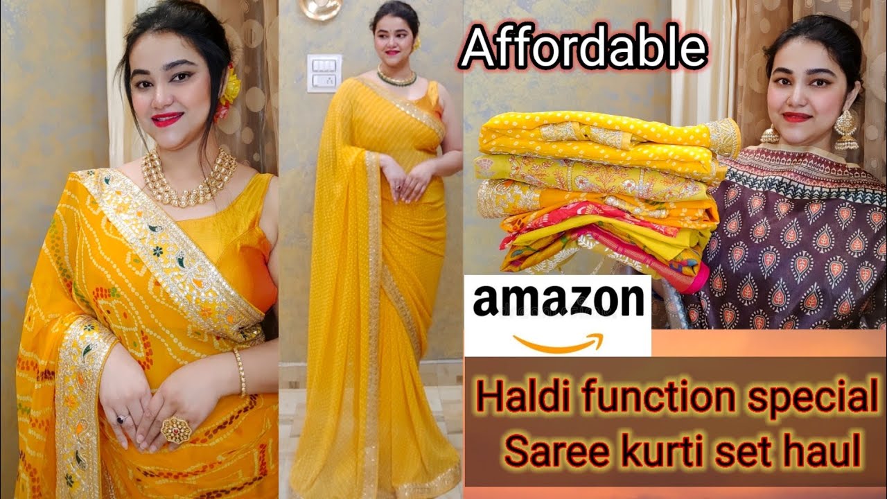 Amazon Haldi function special Saree, kurti set haul | Affordable wedding special haul | Pooja ...