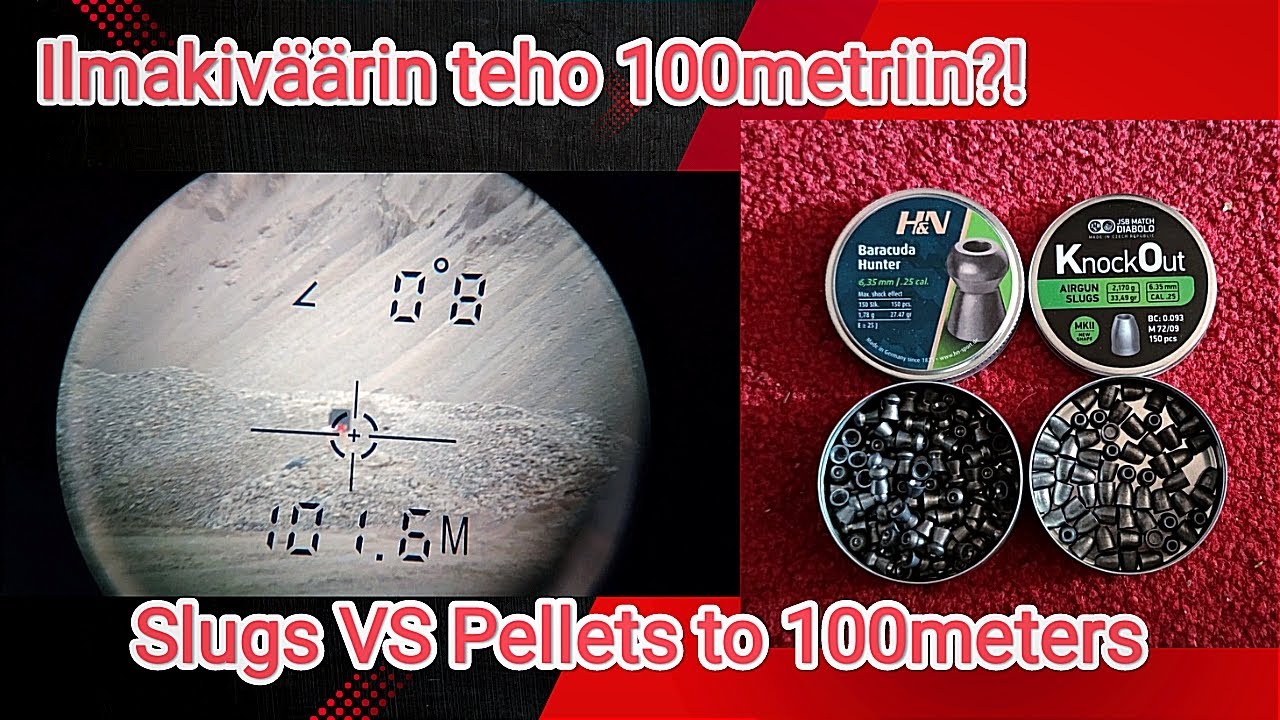 onko Ilmakiväärissä tehoa yli 100metriin⁉️ Slugs VS pellets. Hatsan ...