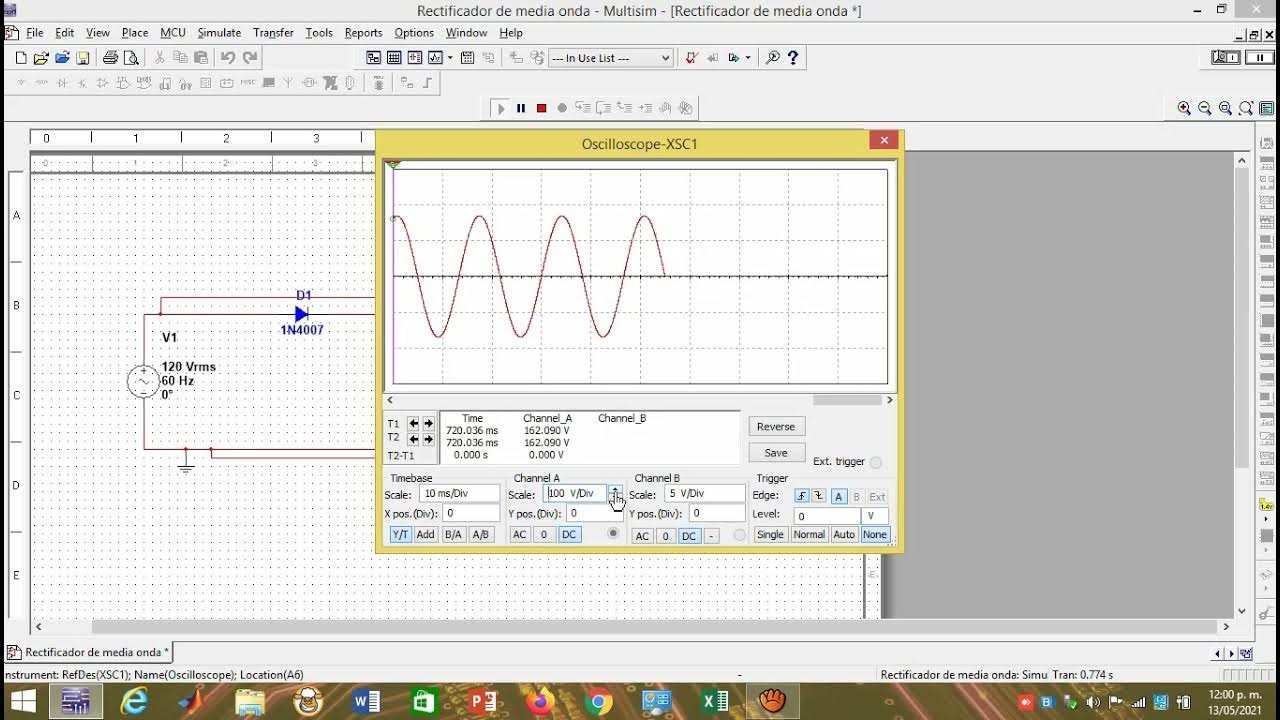 Simulación de un circuito Rectificador de media onda - YouTube