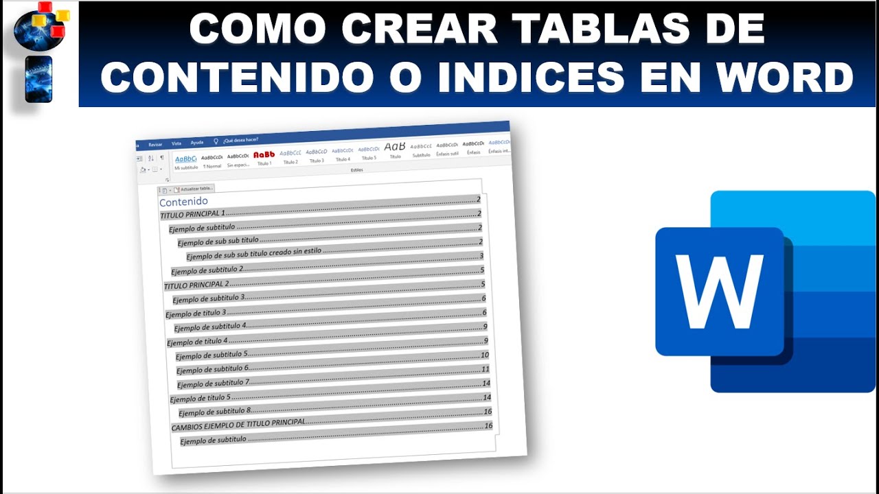 Tablas de contenidos en Word (indices) - YouTube