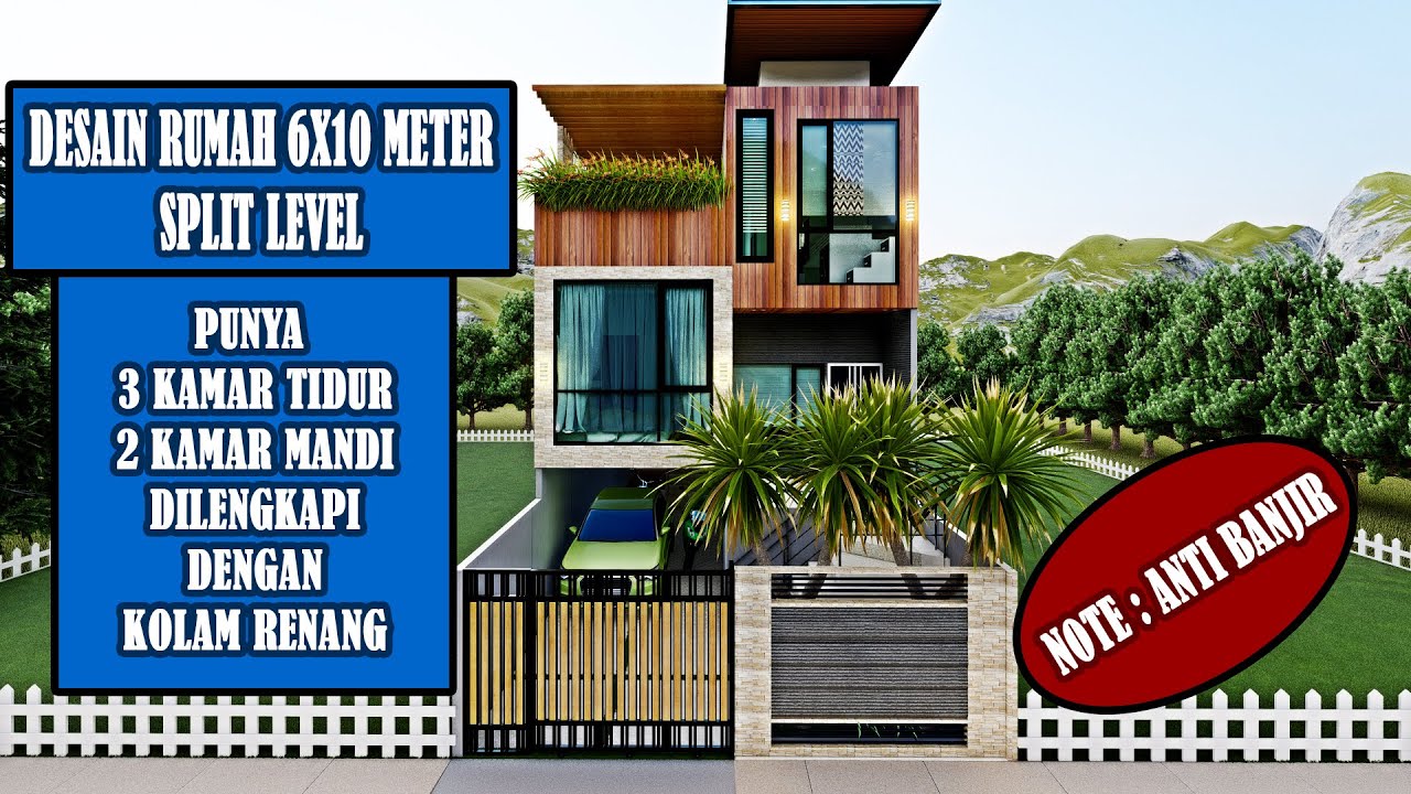 Desain Rumah Minimalis Split level ( 6x10 meter ) rumah Anti banjir # ...