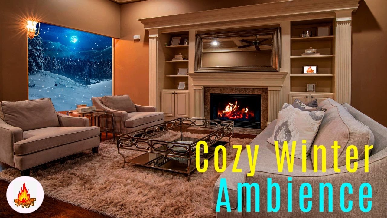 Cozy Winter Ambience | crackling Fireplace Sounds & Snow Fall for ...