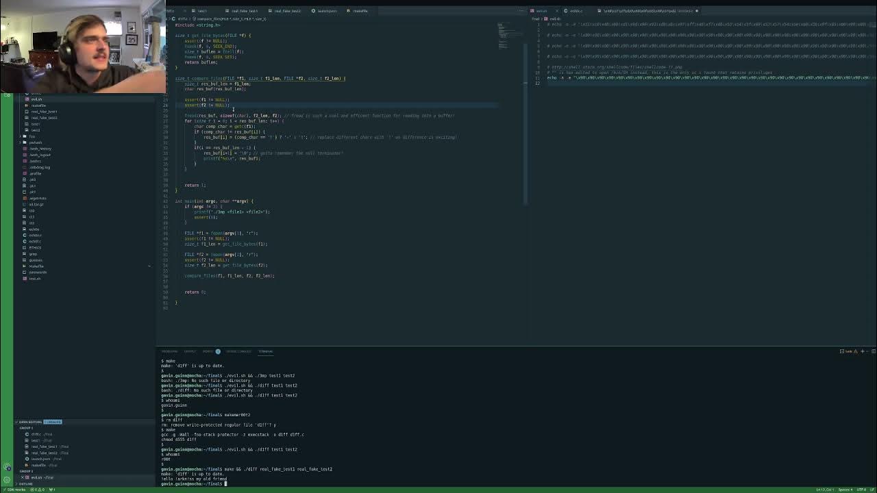 525 final demo -- buffer overflow shellcode injection - YouTube