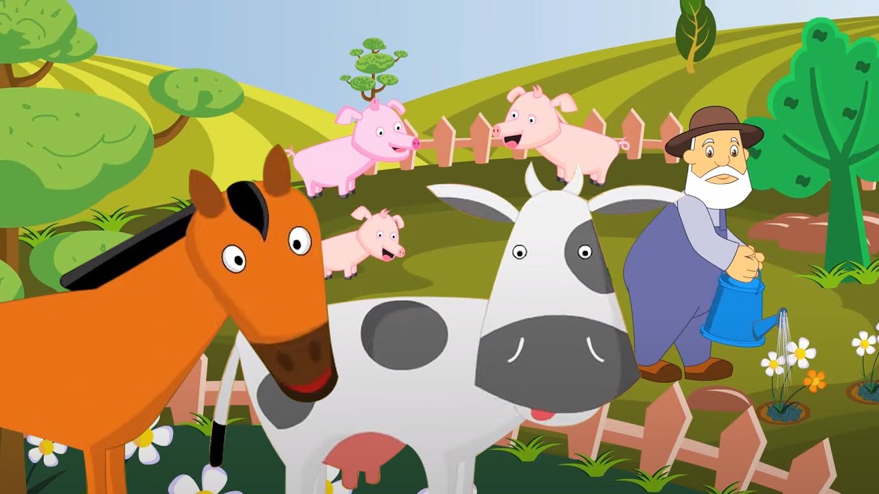 Old Macdonald Had A Farm Song and Animal Cartoon for Kids - YouTube