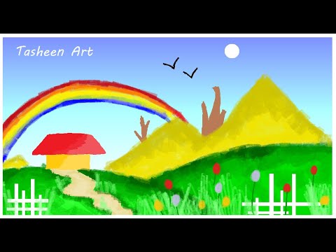 How to draw House and the Mountains in computer |(MS Paint) tutorial ...