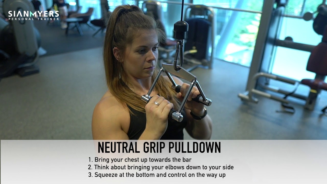 How to do a neutral grip lat pull down - YouTube