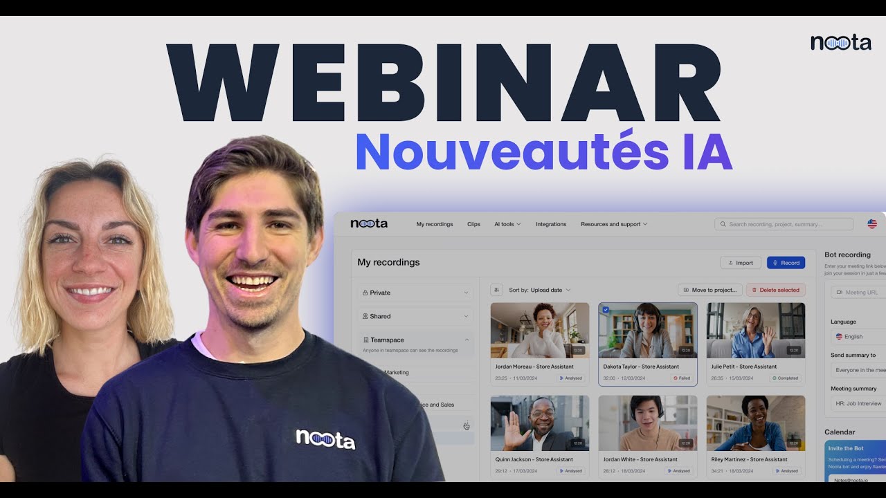Webinar : Présentation des dernières innovations Noota 🚀 - YouTube