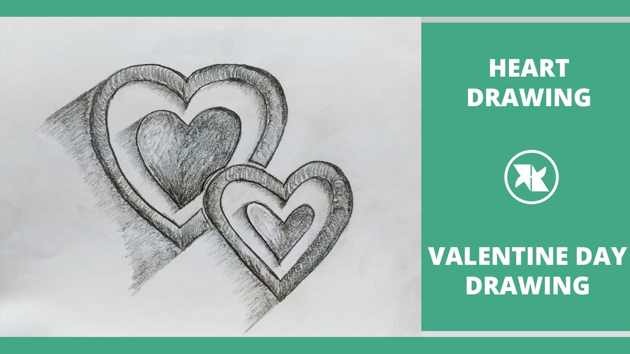 How to Draw a Heart in Pencil - Draw 3d Heart with Lines - 3D Art on ...