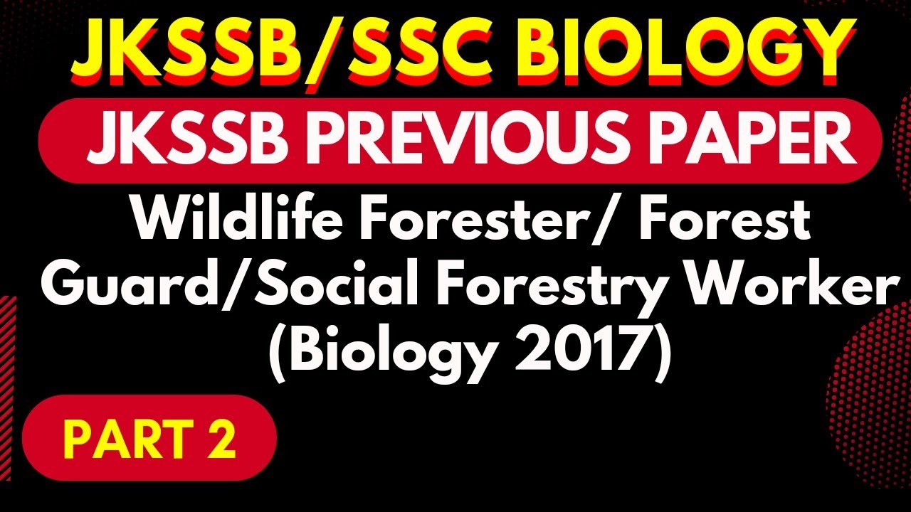 JKSSB Forester Previous Paper/ Forest Guard/Social Forestry Worker ...