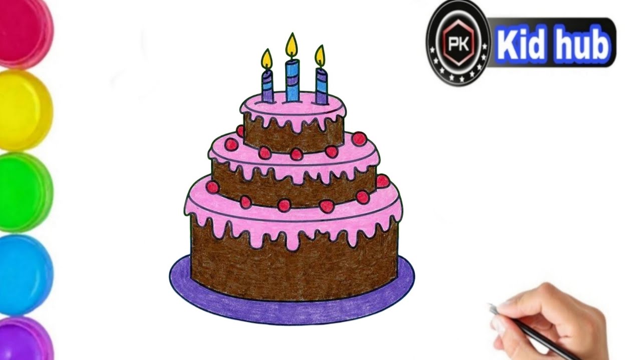 Birthday Cake Drawing Step by Step - Easy Art Tutorial | Drawing for ...