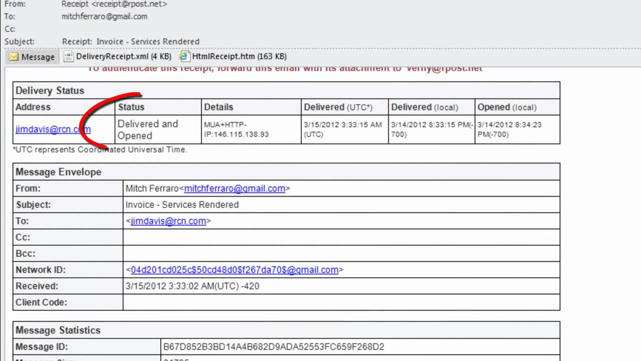 How To Prove Email Delivery - RPost's Registered Receipt™ Record In ...