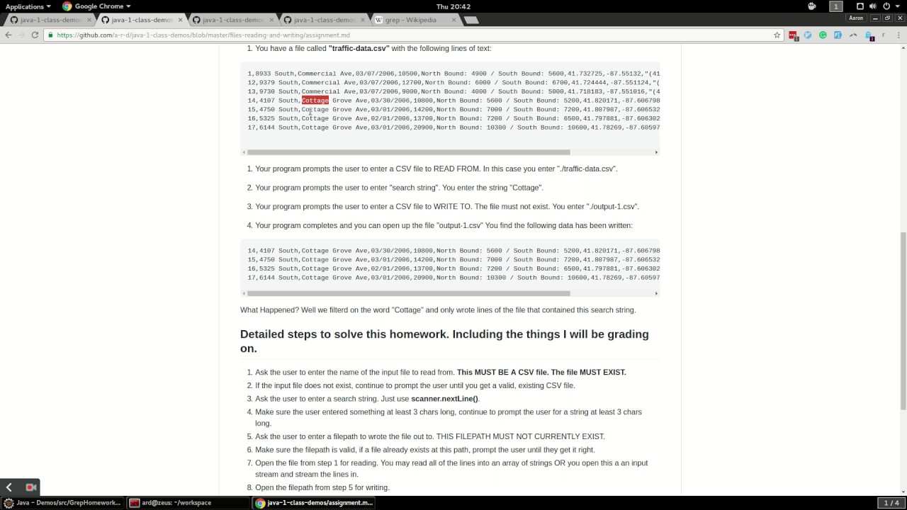 Java 1: week 12 homework start - Building Grep in Java - YouTube