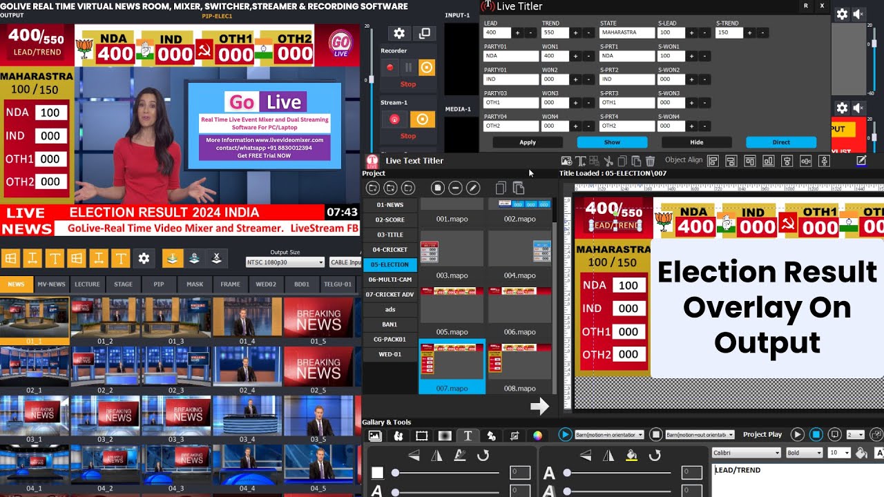 Broadcast Election Result Graphics Overlay | Real Time Live Production ...
