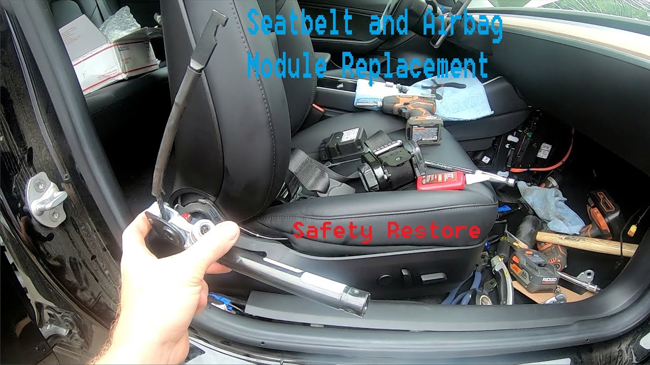 Tesla Model 3 Rebuild - Seatbelt and Airbag Module Replacement - YouTube