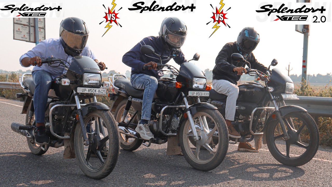 Hero Splendor+ vs Splendor+ Xtec vs Splendor+ Xtec 2.0 || DRAG RACE ...