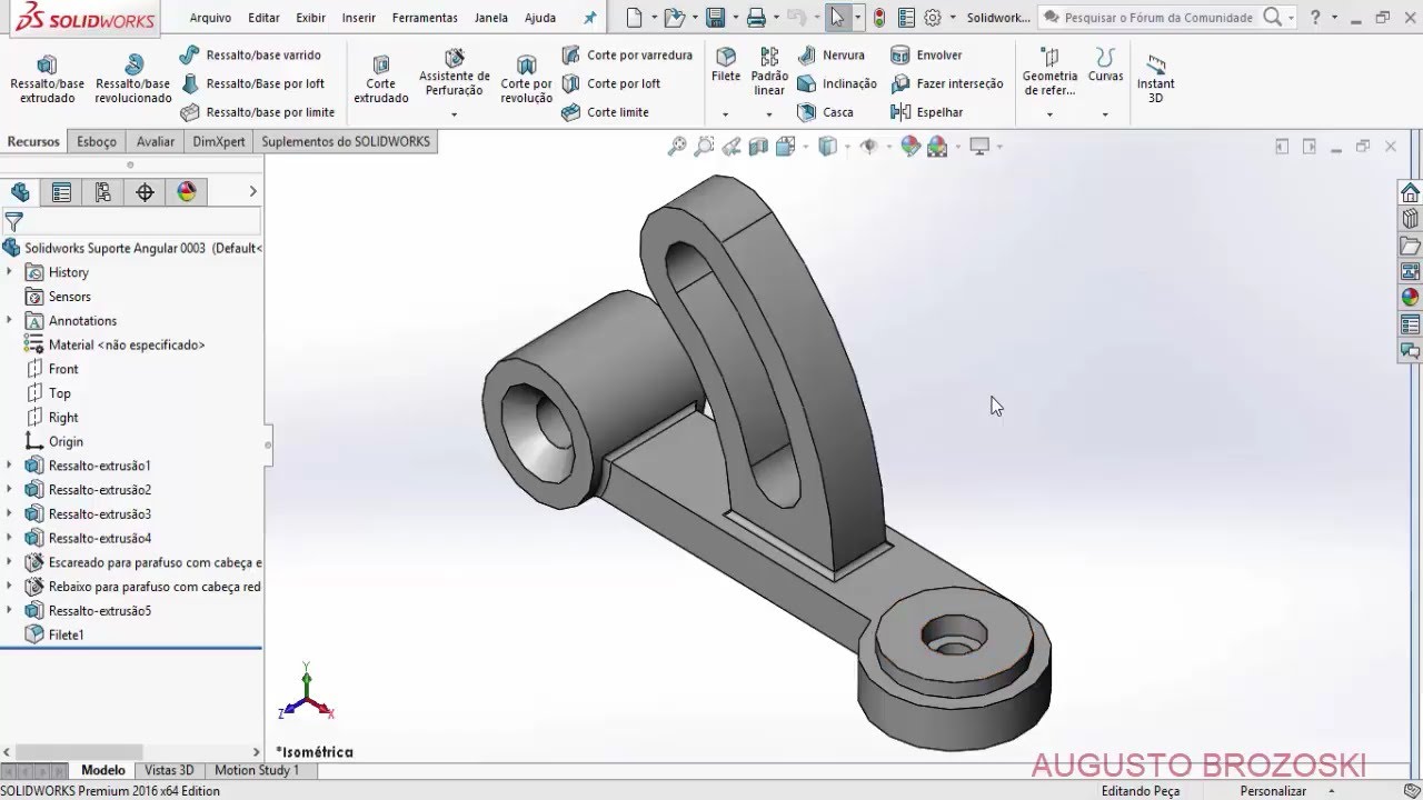 Solidworks Suporte Angular 0003 - YouTube