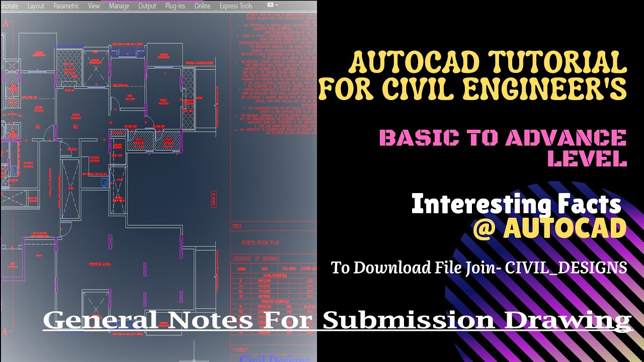 General Notes on Submission Drawing in Autocad! Plans Elevation ...