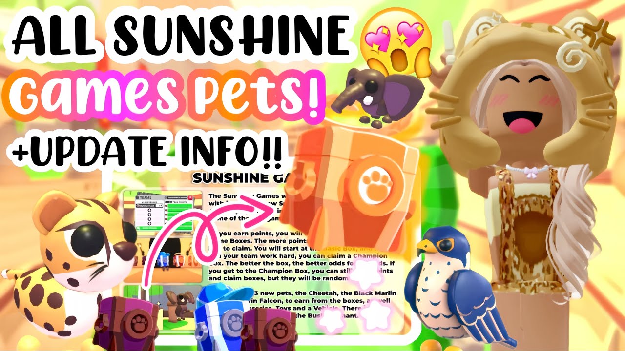 HOW TO GET ALL THE SUNSHINE GAMES PETS!😱👀🌭+ UPDATE INFO💕#adoptmeroblox ...