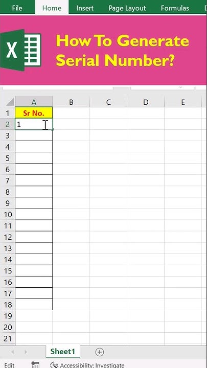 How To Generate Serial Number Shorts Ytvideo Advancedexcel Excel Tipsandtricks Youtube 6346