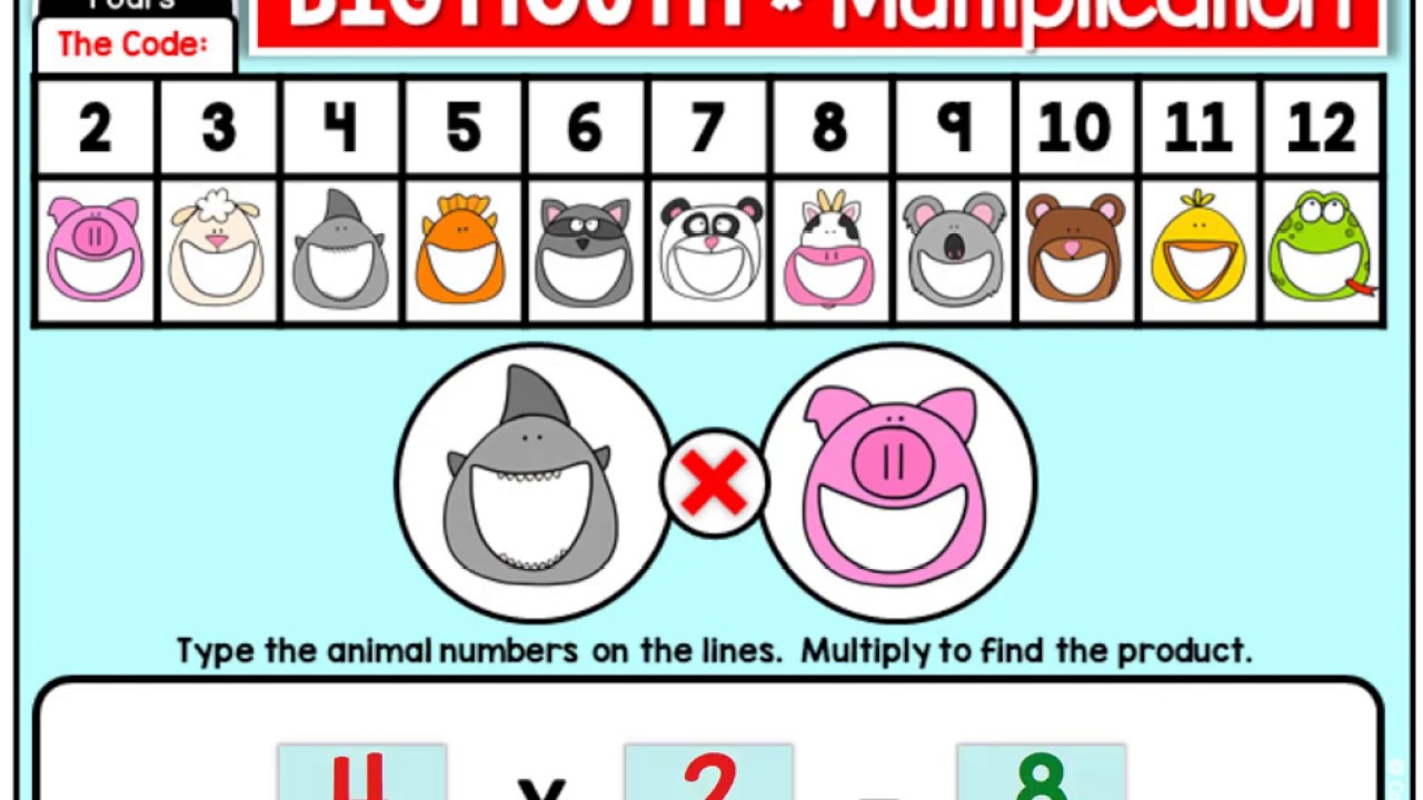 Big Mouth Multiplication Boom Cards X4 (Times Four ) - YouTube