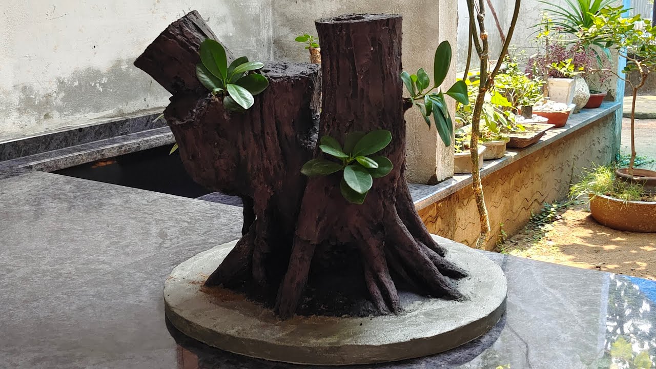 DIY Cement post shaped Like A Stump Creative ideas from Cement - YouTube