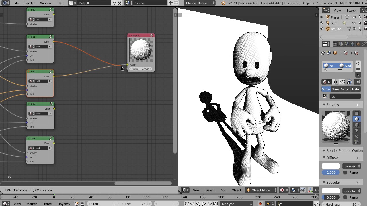 Blender test: Realtime Black/White Comic Effect - YouTube
