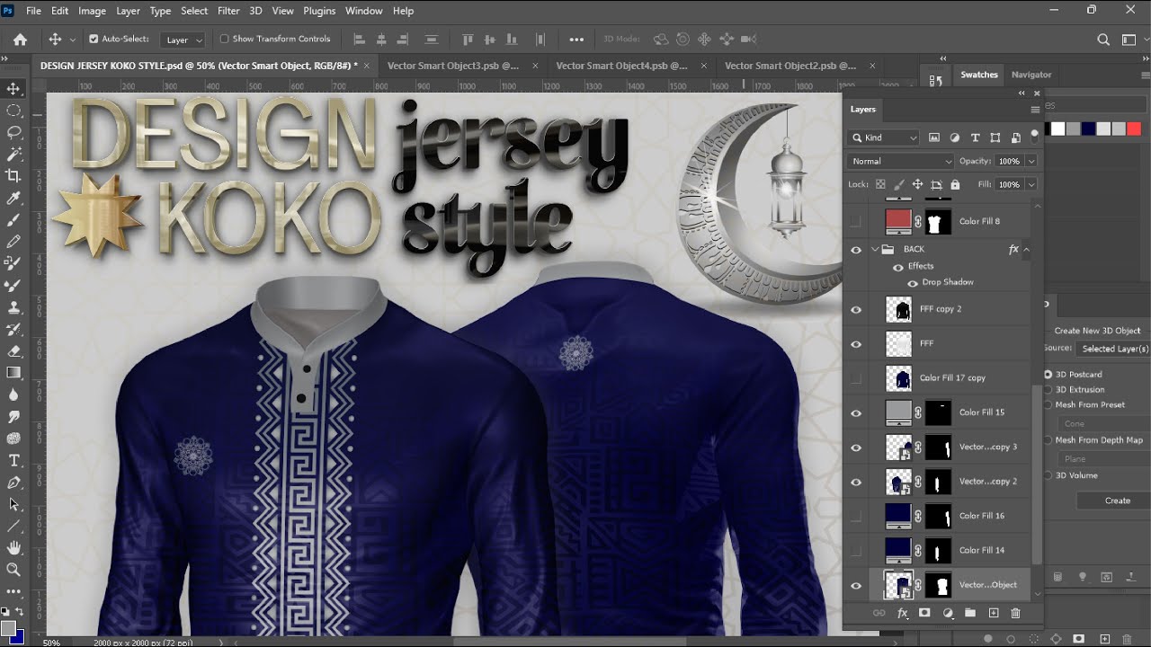 DESIGN JERSEY KOKO STYLE, template mockup PSD dan file vector #bajukoko ...