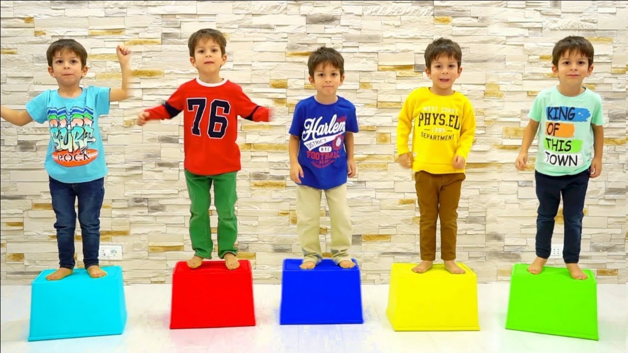 Five Little Babies Jumping on Color Chairs - YouTube