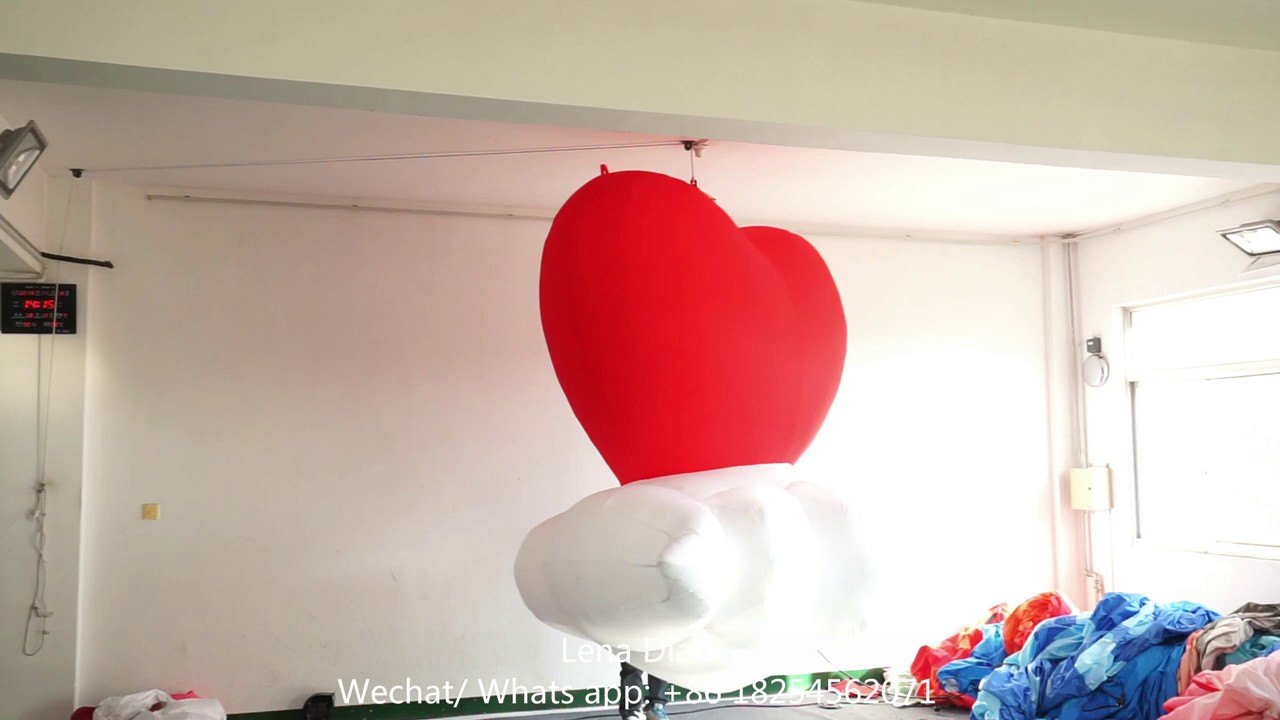 hanging inflatable red heart with white cloud for Wedding decoration ...